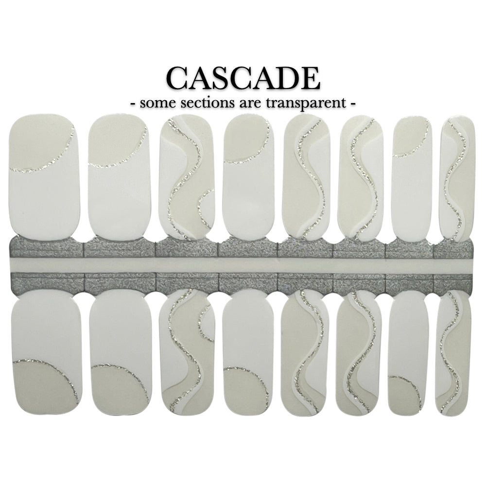 White and Silver Nail Wrap - Cascade | Salted Avenue | Salted Avenue