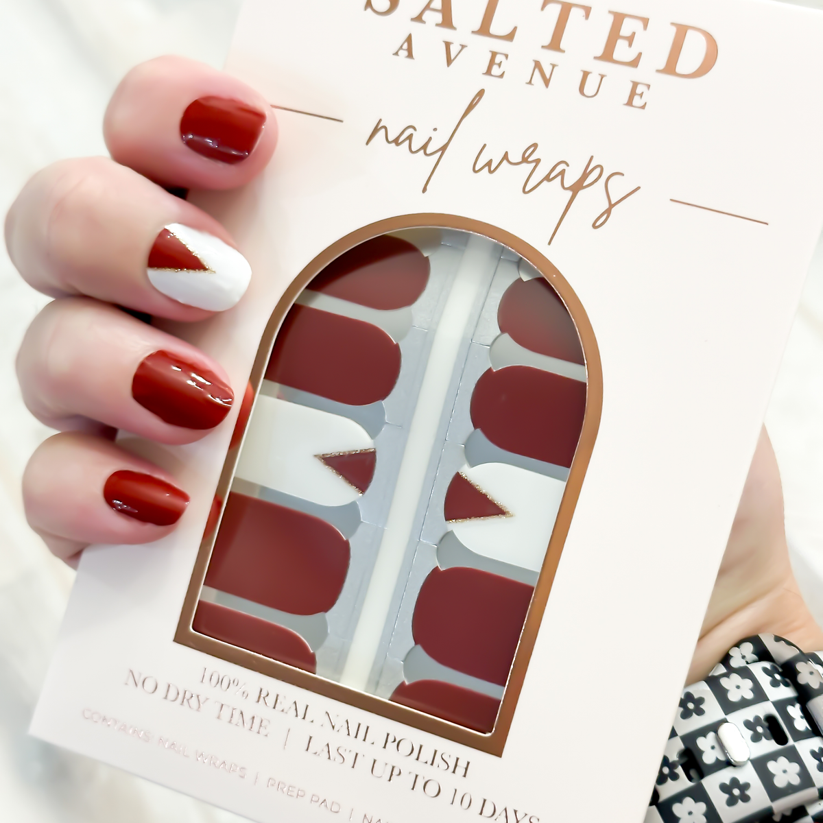 Merlot Nail Wraps | Red and White with Glitter Detail| Salted Avenue ...