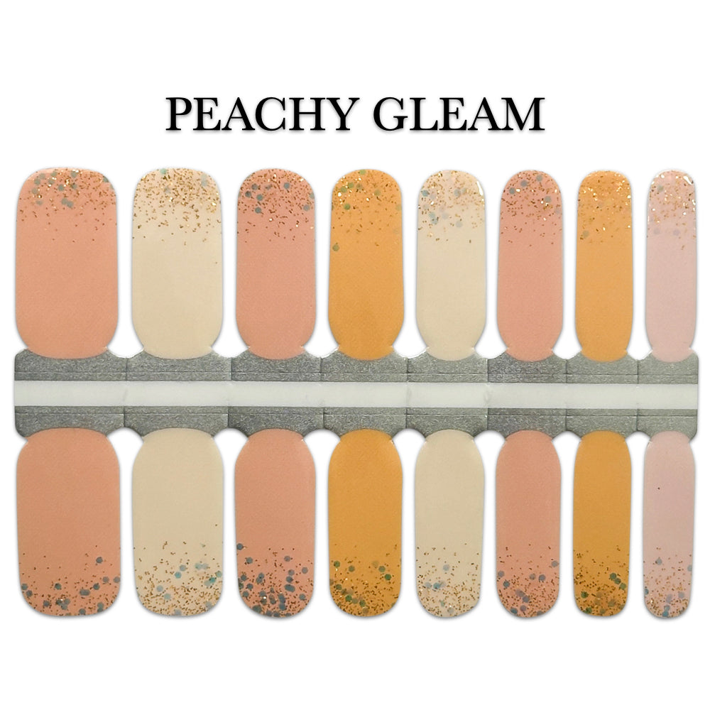 Peachy Gleam Nail Wraps | Spring Glitter | Salted Avenue | Salted Avenue